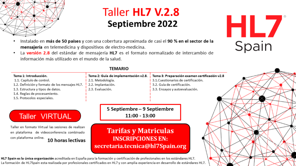Taller HL7 V.2.8 Septiembre 2022 | HL7 Spain